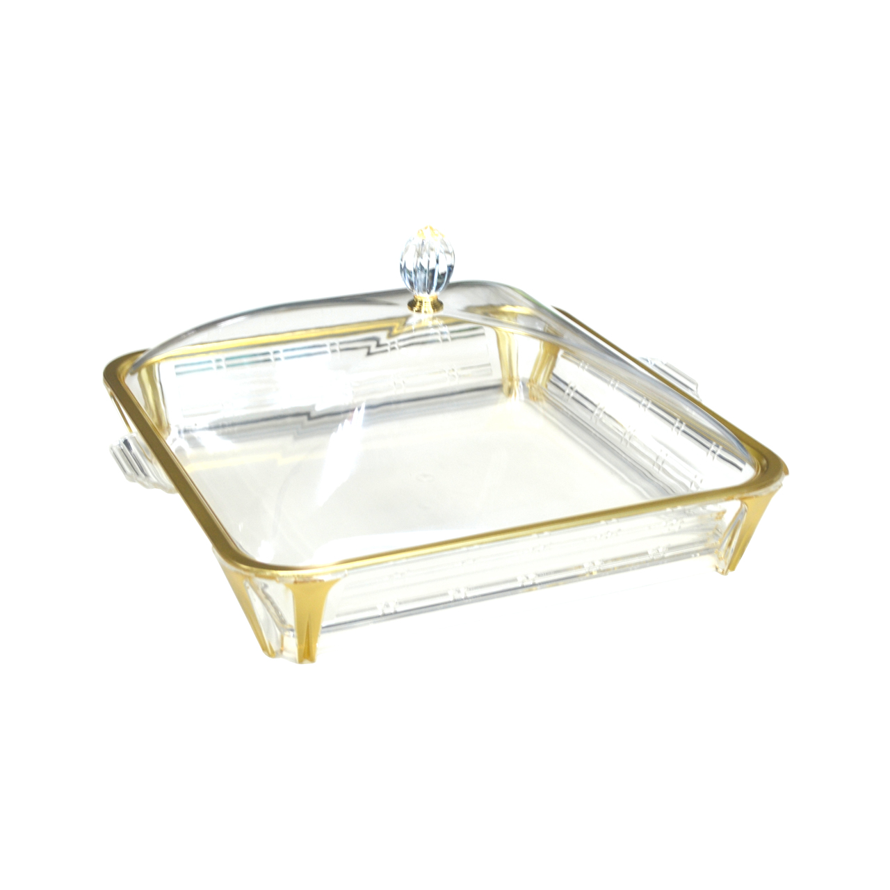 Square Acrylic Snack Dish with Gold Border | U-Need